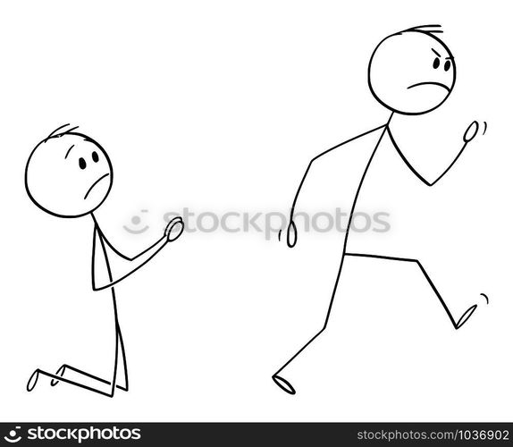 Vector cartoon stick figure drawing conceptual illustration of angry ...