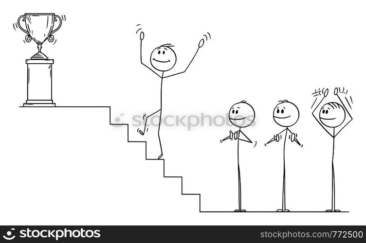 Vector cartoon stick figure drawing conceptual illustration of ...