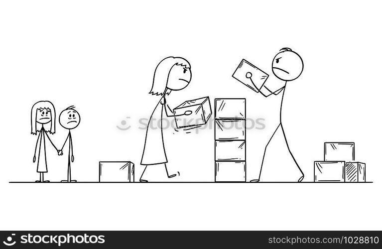 Vector cartoon stick figure drawing conceptual illustration of couple ...