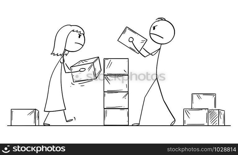 Vector cartoon stick figure drawing conceptual illustration of couple ...