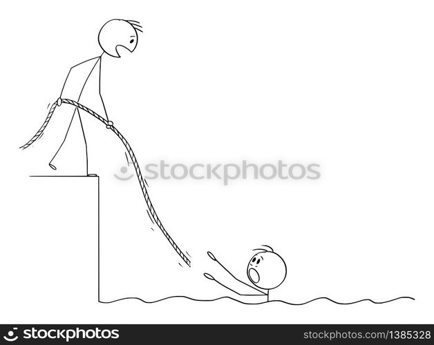 Vector cartoon stick figure drawing conceptual illustration of man ...