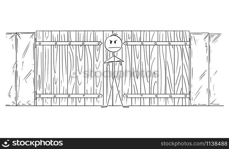 Vector cartoon stick figure drawing conceptual illustration of man or ...