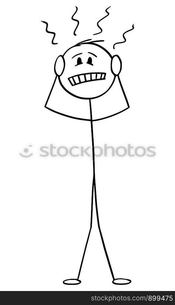 Vector cartoon stick figure drawing conceptual illustration of man with ...