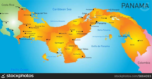 Vector color map of Panama country — Stockphotos.com