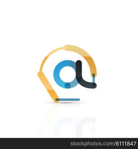 Vector email business symbol, or at sign logo. Linear minimalistic flat ...
