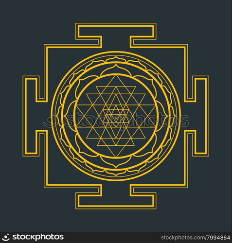 vector gold outline hinduism Sri yantra Sri Chakra illustration ...