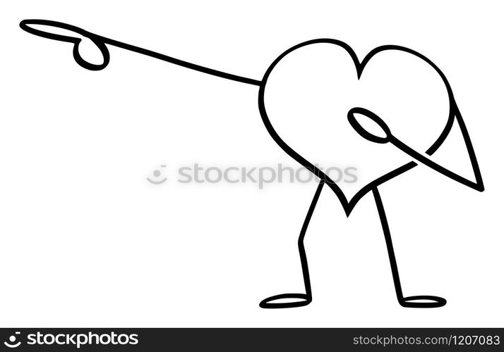 Vector illustration of cartoon heart the love symbol character showing ...