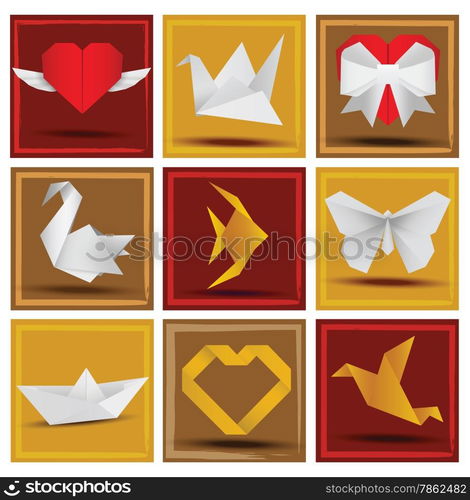 Vector illustration of origami symbols — Stockphotos.com