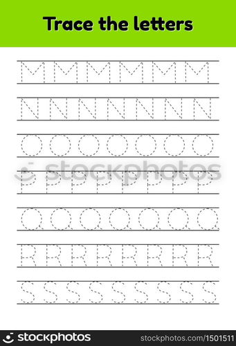 Vector illustrations set. Trace line letters for kindergarten and ...