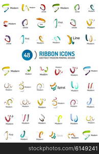Vector line ribbon logo set. Vector line ribbon logo set. Abstract ...