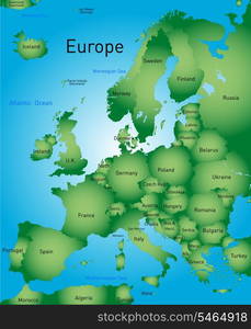Europe mainland cartoon relief map with mountains, climate zones ...