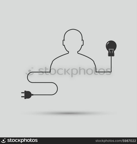 Vector outline of the human electrical wire.. Vector outline of the ...