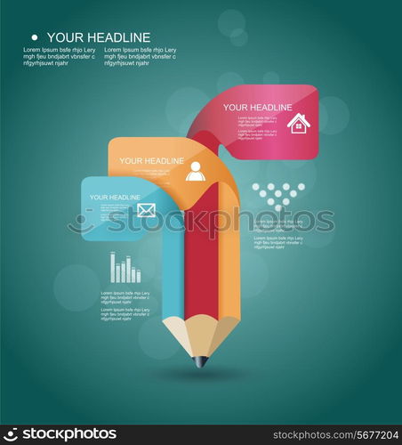 Vector pencil Infographic timeline template with icons — Stockphotos.com