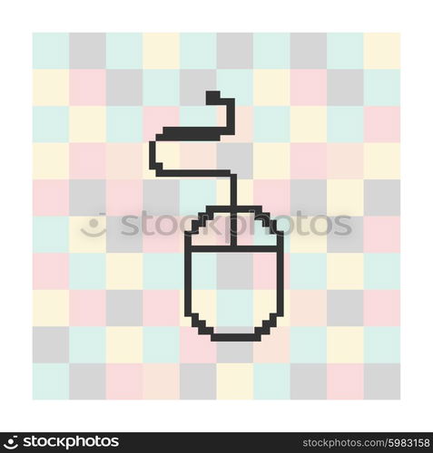 Vector pixel computer mouse icon on square background. Vector pixel ...
