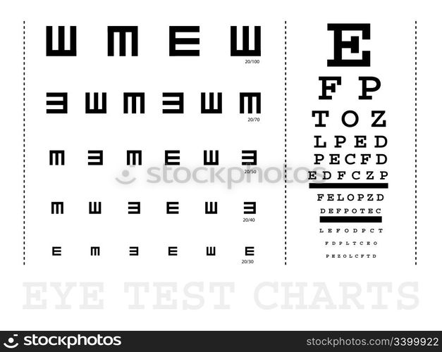 Vector Snellen eye test charts for children and adults — Stockphotos.com