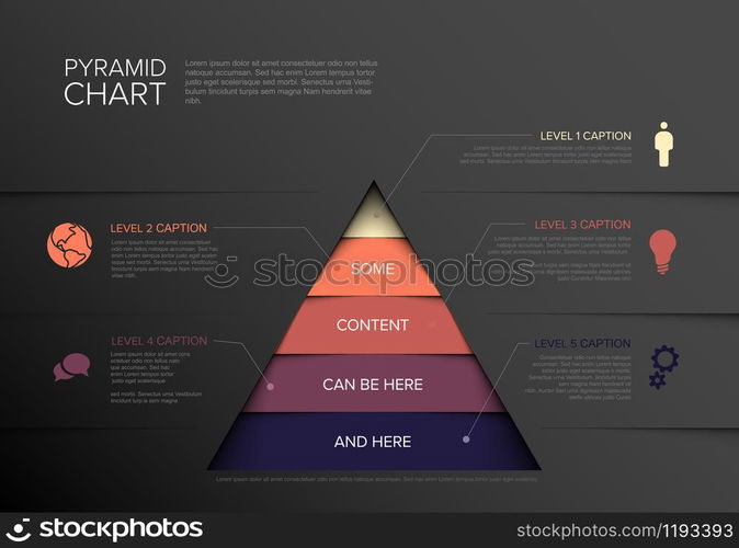 Vector solid Infographic Pyramid chart diagram template with icons and ...