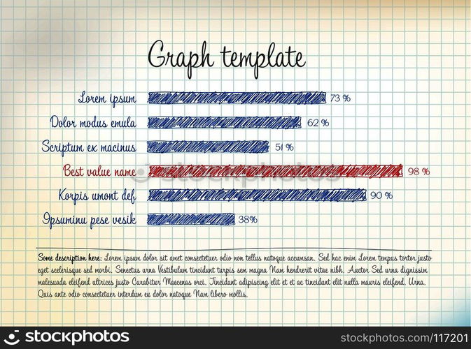 Vector statistics handdrawn column horizontal graph template for your ...
