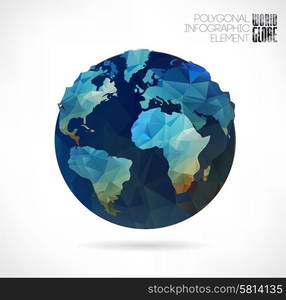 Vector world globe, 3d triangular map of the earth. Modern elements of ...