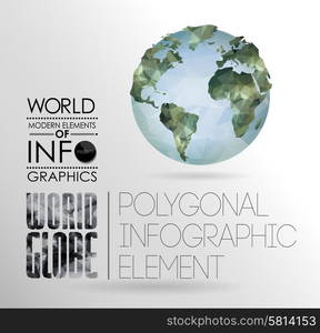 Vector world globe, 3d triangular map of the earth. Modern elements of ...