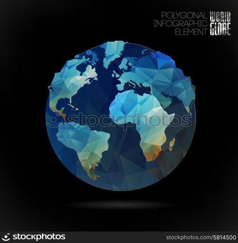 Vector world globe, 3d triangular map of the earth. Modern elements of ...