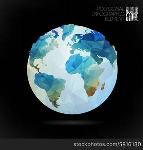 Vector world globe, 3d triangular map of the earth. Modern elements of ...