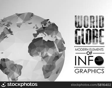 Vector world globe, triangular map of the earth. Modern elements of ...