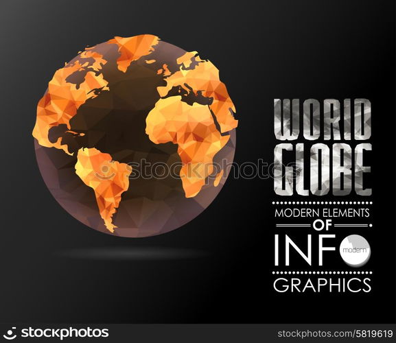 Vector world globe, triangular map of the earth. Modern elements of ...