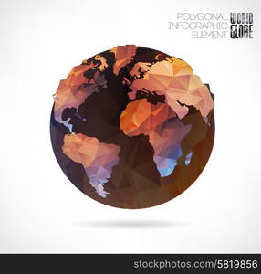 Vector world globe, 3d triangular map of the earth. Modern elements of ...