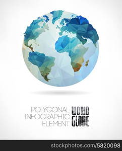 Vector world globe, triangular map of the earth. Modern elements of ...