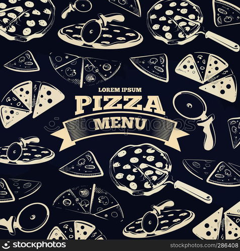 Vintage pizza menu cover design. Food design pattern for menu. Vector ...