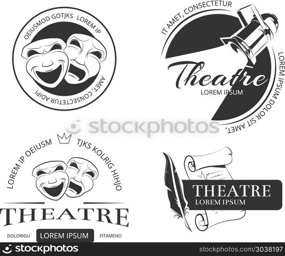 Vintage vector theatre labels, emblems, badges and logo. Vintage vector ...