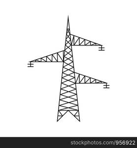 High voltage electric pylon. Power line symbol flat design. Electric ...