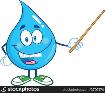 Talking Blue Water Drop Cartoon Mascot Character Using A Pointer Stick ...