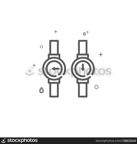 Water meters simple vector line icon. Plumbing symbol, pictogram, sign ...