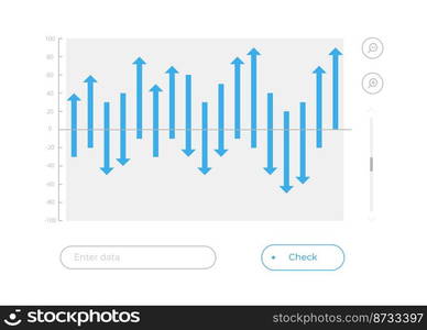 Waterfall chart with arrows UI element template. Editable isolated ...