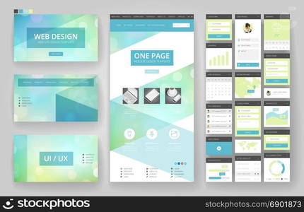 Website template, one page design, headers and interface elements ...