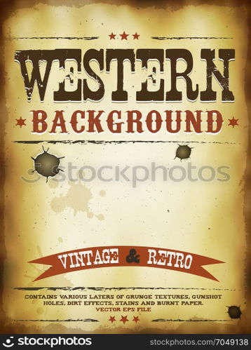 Western Grunge Poster. Illustration of a vintage old western poster ...