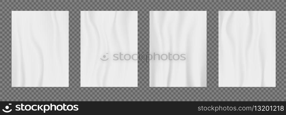 White blank paper sheets. Wrinkled realistic posters. Vector ...