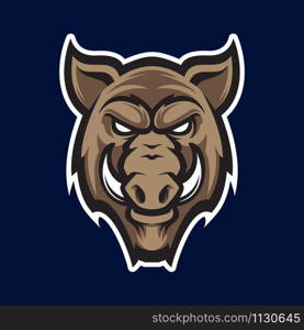 Wild hog or boar head mascot, colored version. Great for sports logos ...