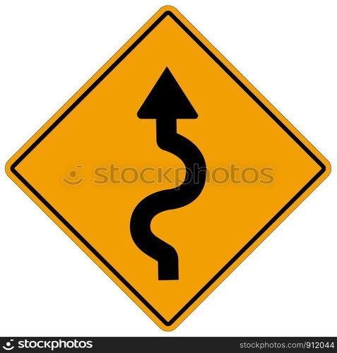 winding road sign on white background. flat style. winding road symbol ...