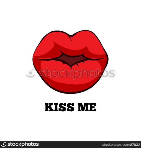 Women red kissing lips. Kiss me. Women red kissing lips. Vector ...