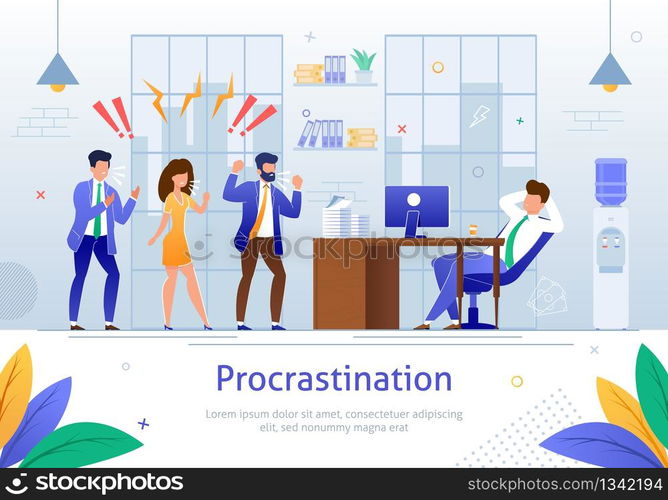 Worker Characters Screaming at Sleeping Worker Banner Vector ...