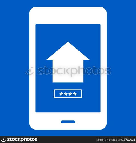Working phone icon white isolated on blue background vector ...