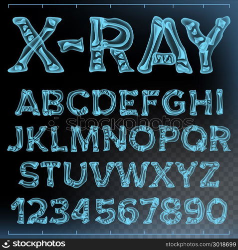 X-ray Font Vector. Transparent Roentgen Alphabet. Radiology 3D Scan ...